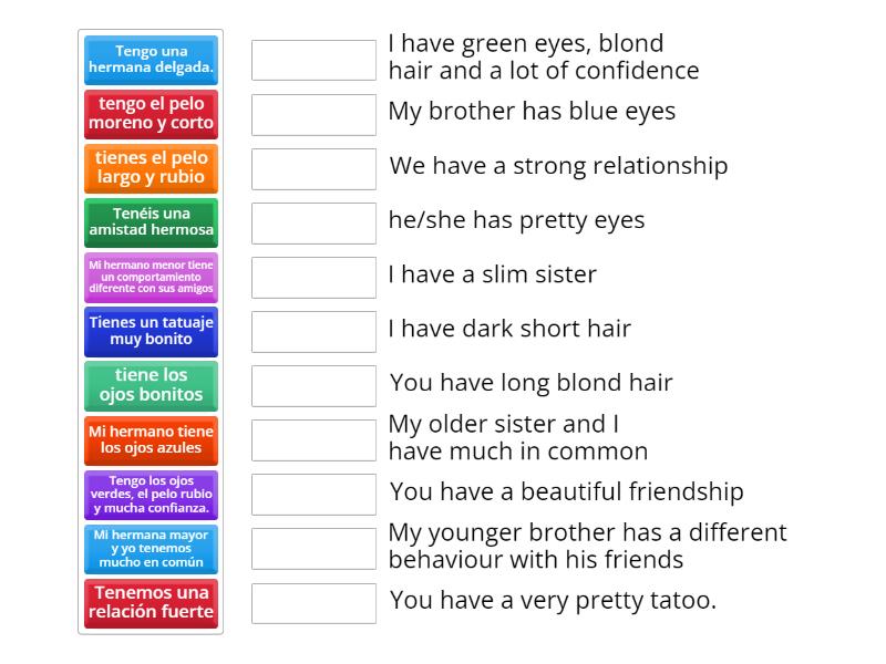 WORD ORDER AND ADJECTIVAL AGREEMENT - SPANISH - Match up