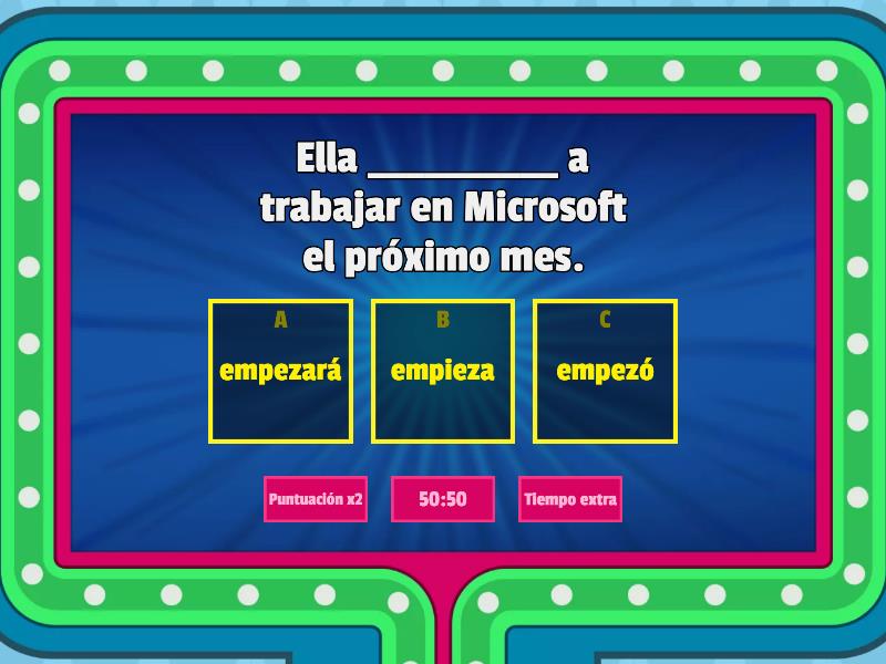 El preterito - Quiz - Gameshow quiz