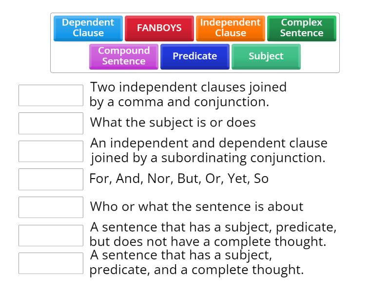 Compound vs. Complex Sentences - Match up