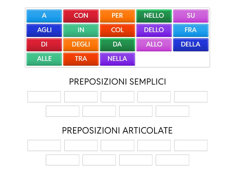 RIPASSO LE PREPOSIZIONI - Group sort