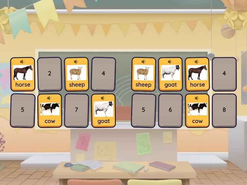 Matching farm animals (BH1, Unit 10.1) - Matching pairs