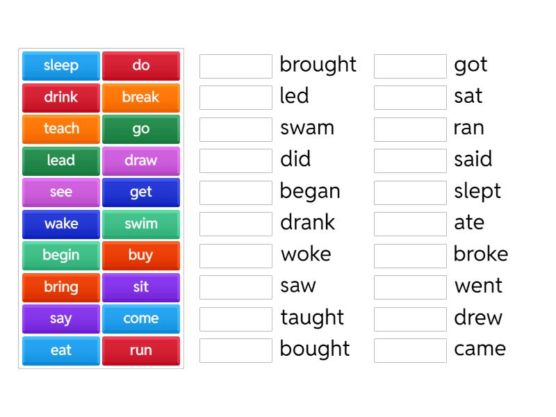 irregular verbs in past tense - Match up