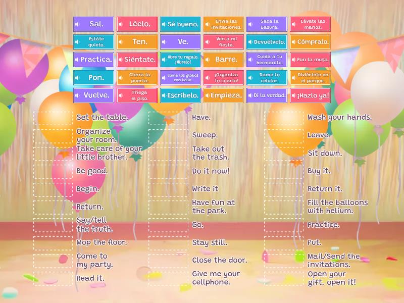 Los Mandatos afirmativos de "Tú" - Match up