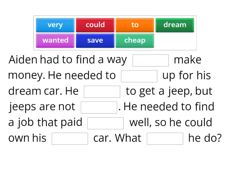 UFLI Lesson 88: vowel teams review 1 Aiden’s Goal - Complete the sentence