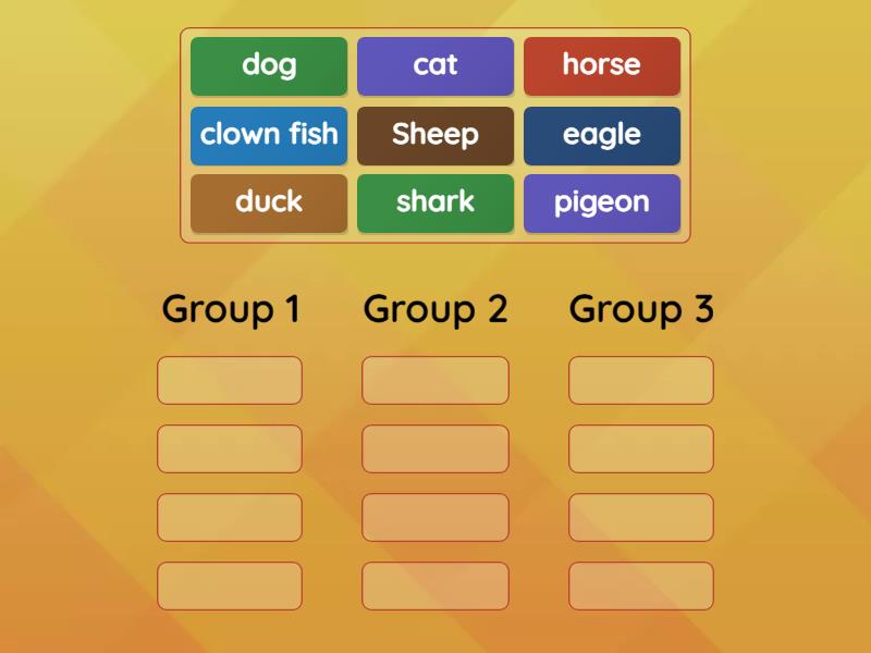 Classifying Animals into Groups - Group sort