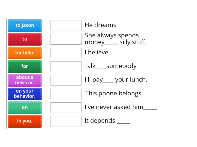 Prepositions after verbs English File - المطابقة