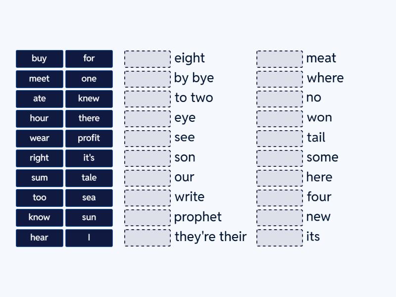 Homophones - Match up
