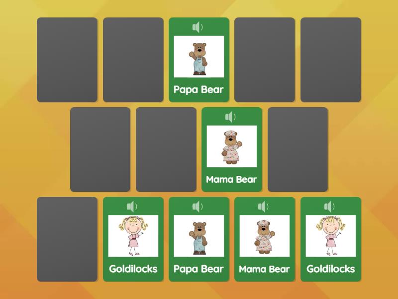 Goldilocks and the Three Bears - Matching pairs