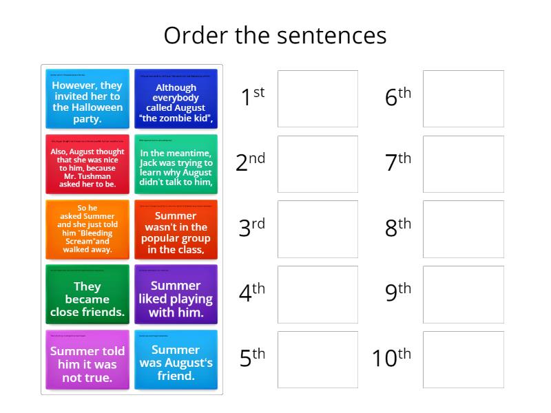 Wonder - Chapter 4 - Comprehension activity - Orden correcto