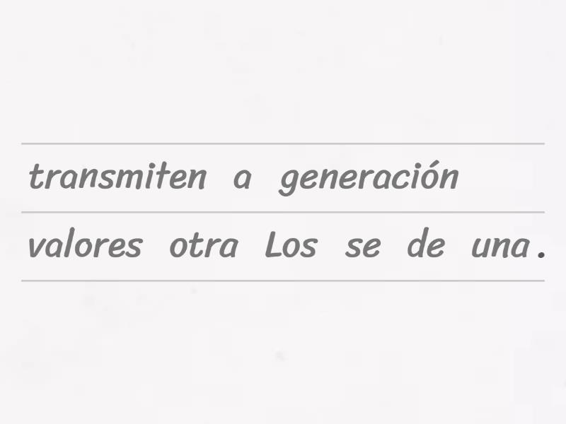 Las tradiciones y los valores - Unjumble