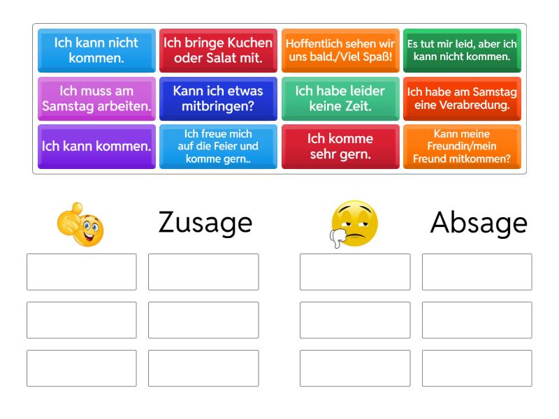 Zusage/Absage einer Einladung - Group sort