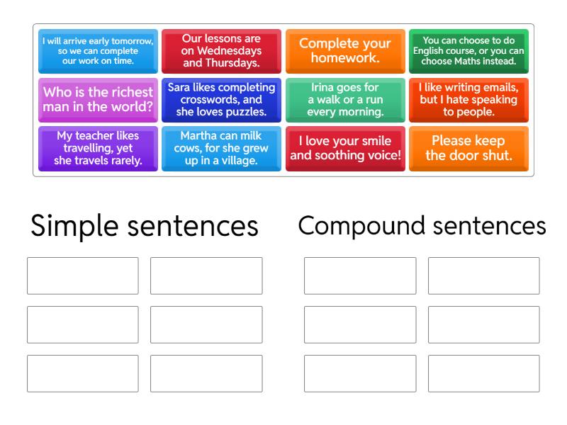 Simple Sentences / Compound Sentences - Group sort