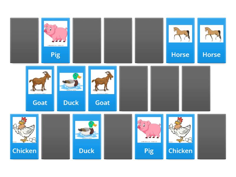 Farm Animals - Memory Game - Matching pairs