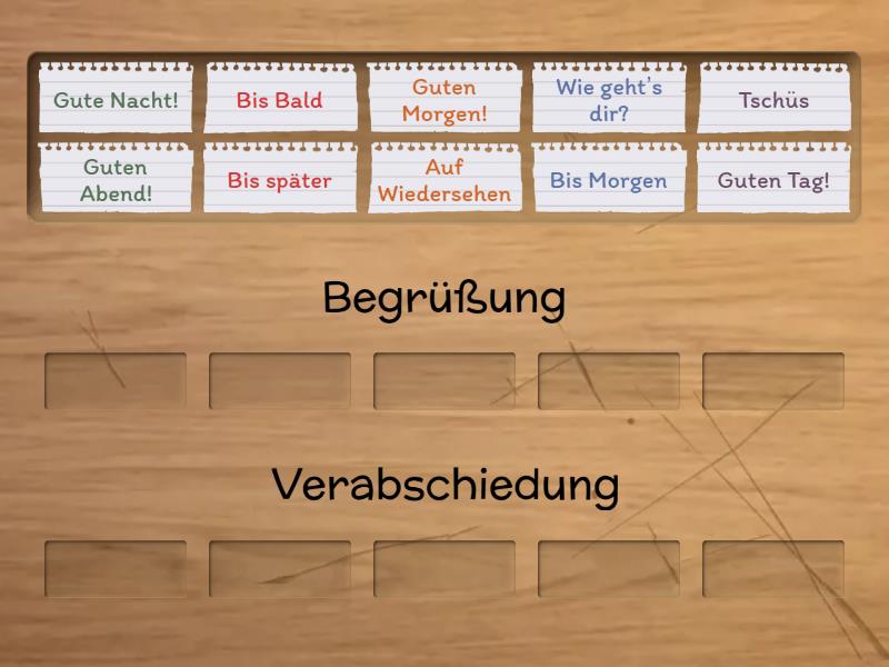 Begrüßung und Verabschiedung - Group sort