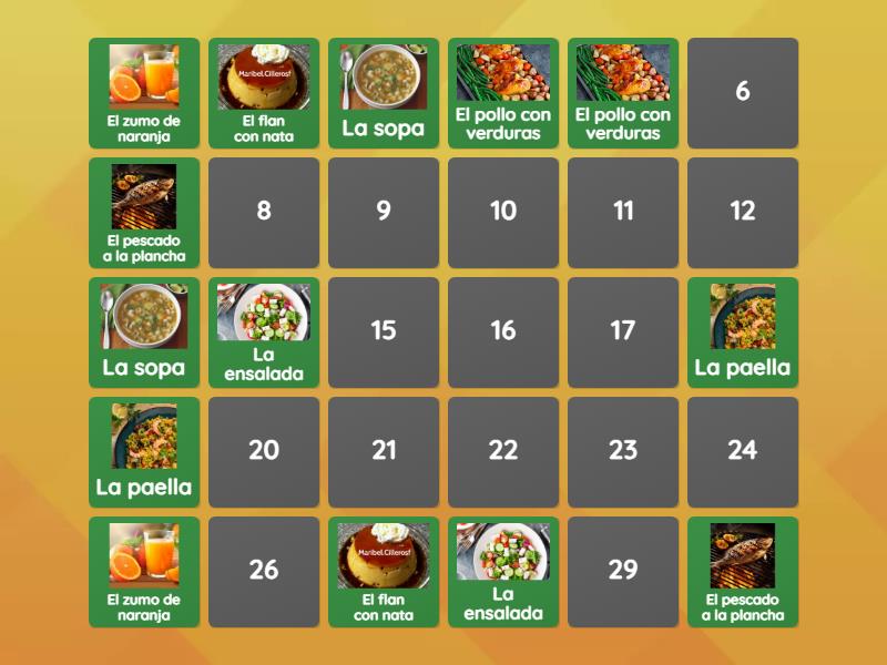 La comida - Matching pairs