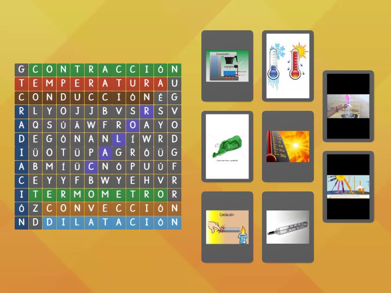 Calor y temperatura - Sopa de letras