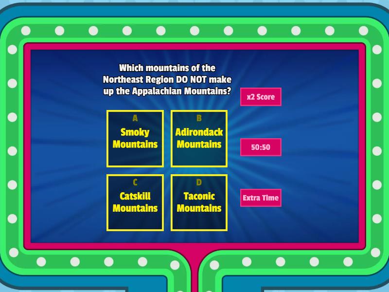 Northeast Region Quiz - Gameshow quiz