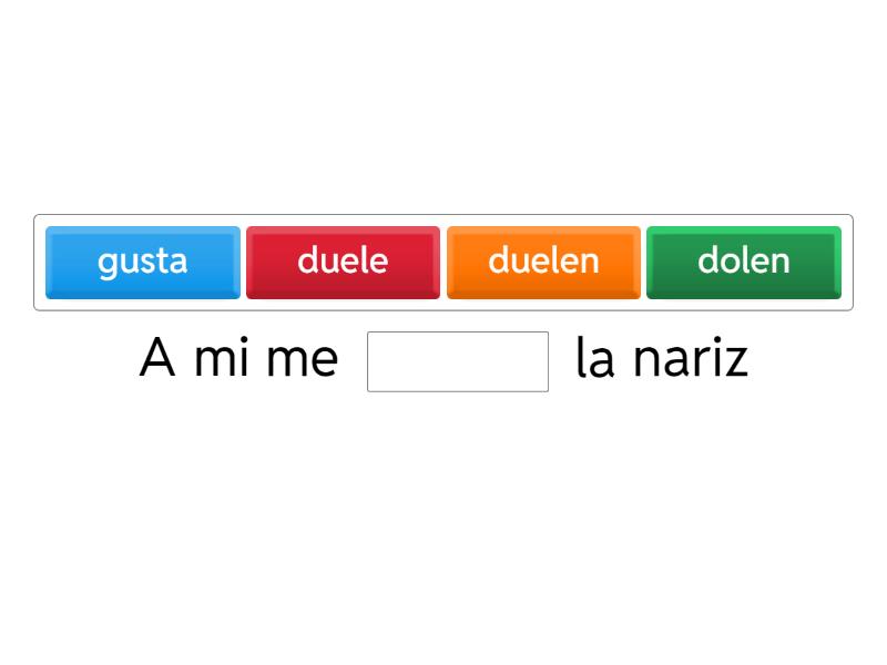 Verbo Doler- partes del cuerpo - Complete the sentence
