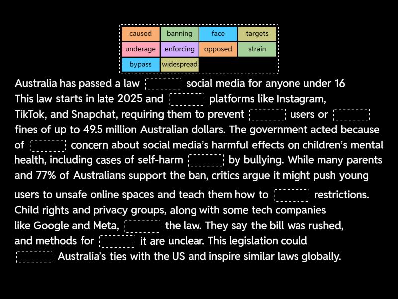 Australia TikTok ban - Complete the sentence