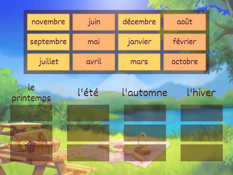 Les mois et les saisons - Group sort
