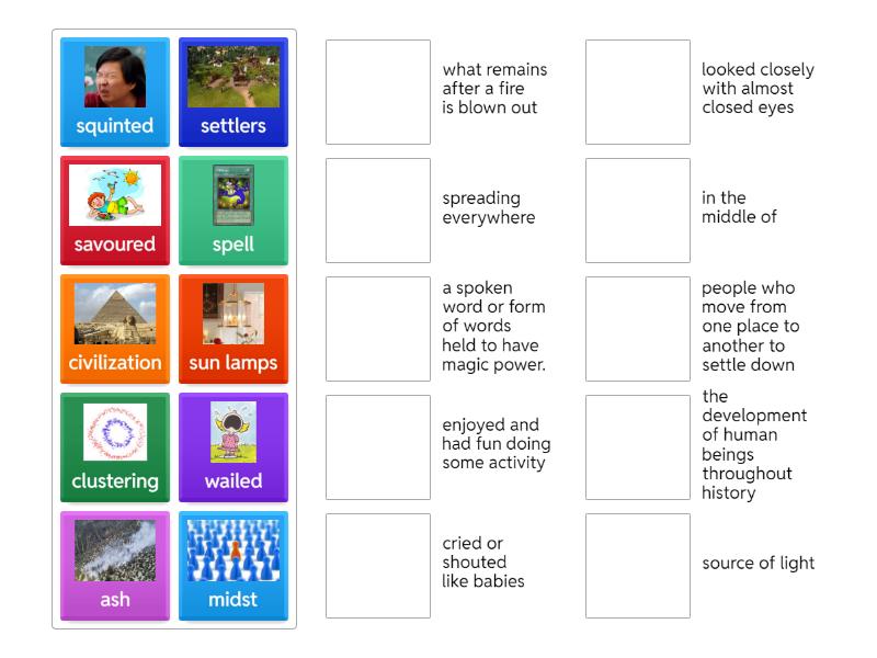 All Summer in A Day Vocabulary Words - Match up
