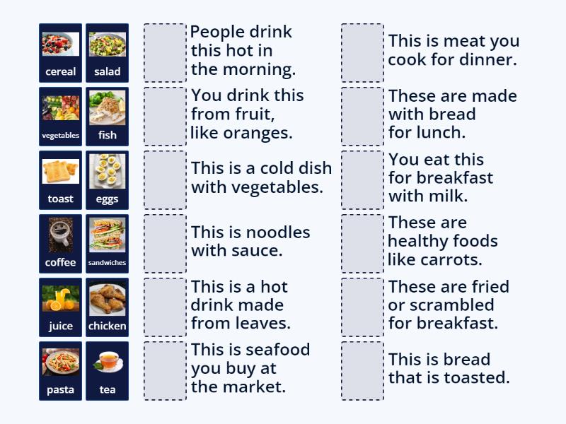 Vocabulary Food Unit 6 - Match up