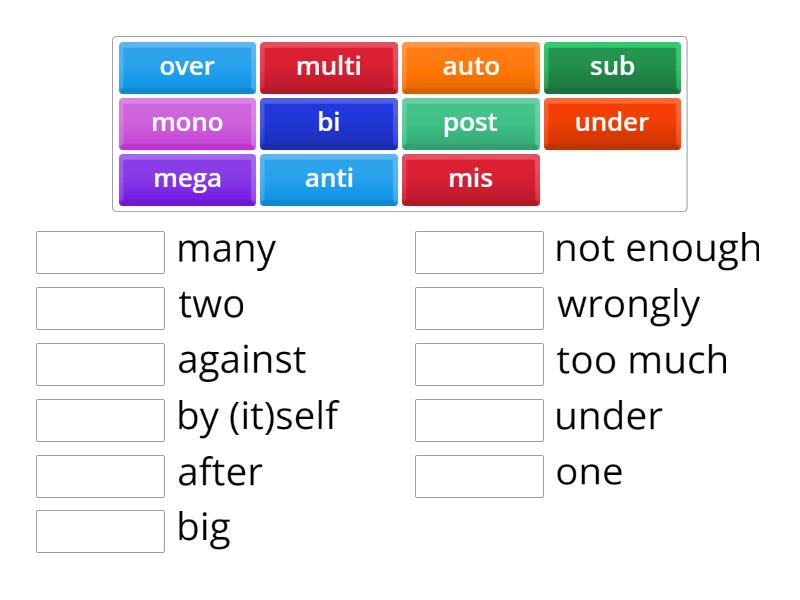 Prefixes: 1 - Match up