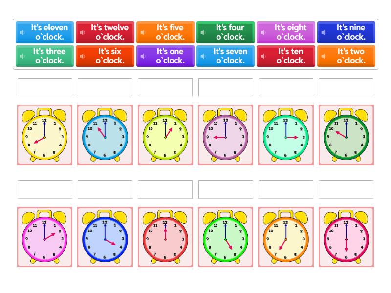 Telling the time. O'clock. - Match up