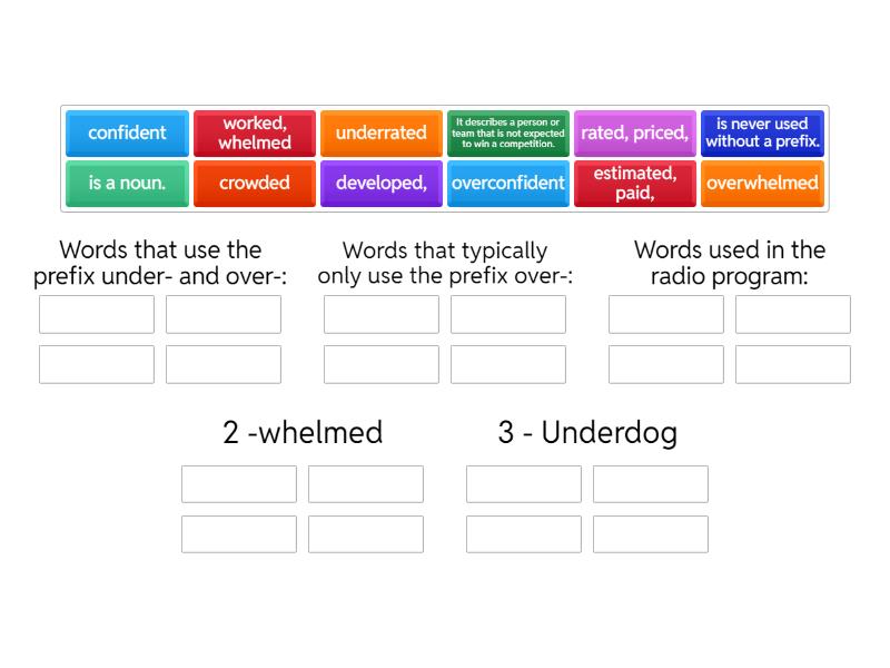 VOCABULARY UNIT 6 LESSON 2 Using the prefixes under- and over- PAGE 56 ...