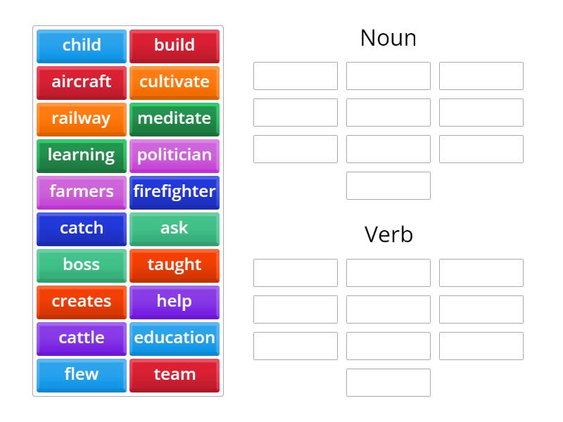 Identifying Noun Vs Verb - Group sort