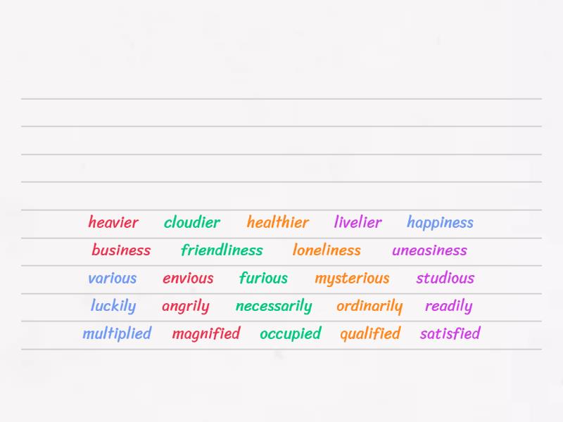 DC Sort #4 - Final Y with Suffixes - Word magnets