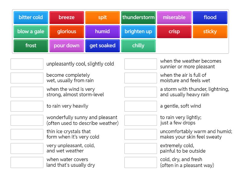 Roadmap B2+ unit 3A weather, vocabulary - Match up