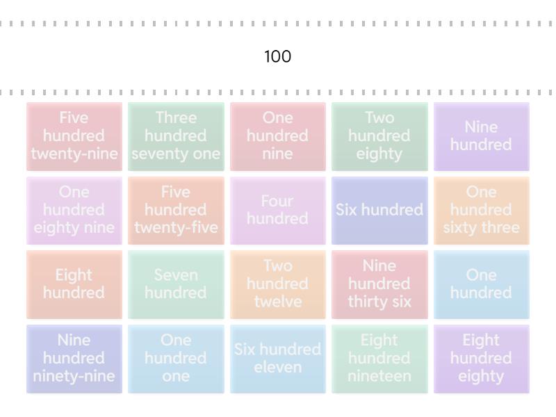 Numbers 100-999 - Find the match