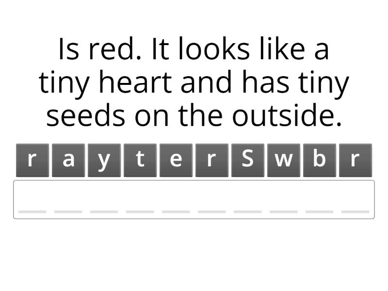 vegetables and fruits - Anagram