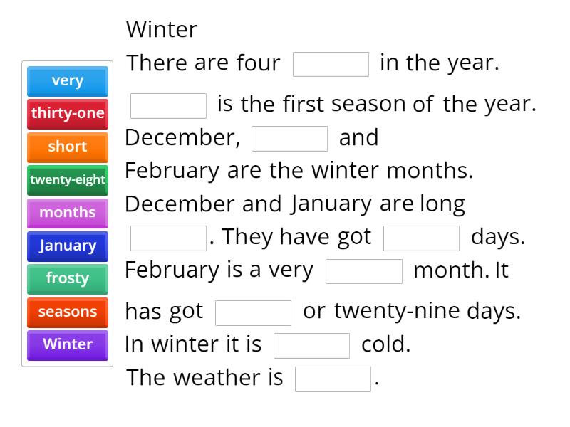 Level 3 lesson 23 text winter - Complete the sentence