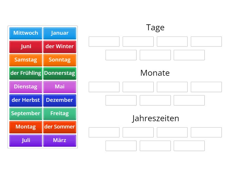 Tage, Monate, Jahreszeiten - Group sort