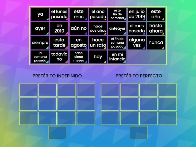 A2.1: Gramática- Pretérito indefinido vs pretérito perfecto - Group sort