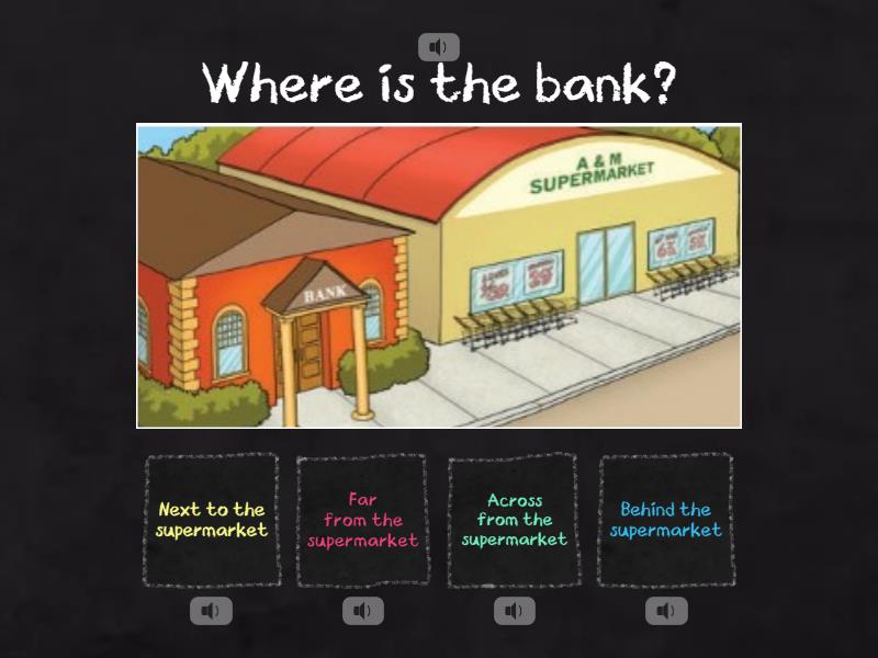 Prepositions (around town) - Quiz