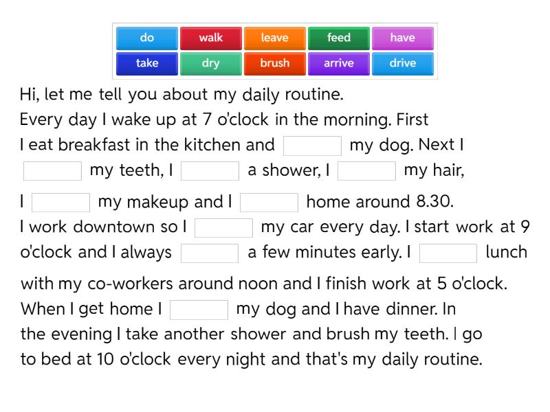 Daily Routine - Complete the sentence