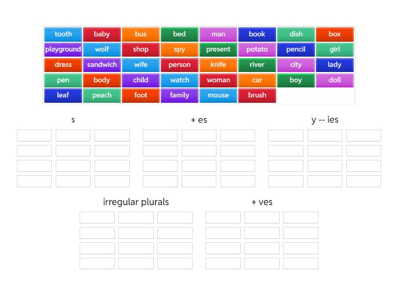 Regular and Irregular Plurals - Group sort