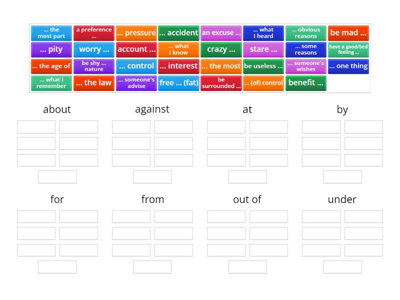 prepositions 1 - Group sort