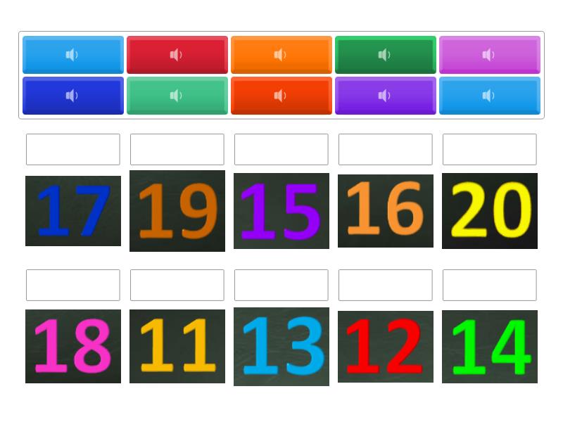 Numbers 11 to 20 - Match up