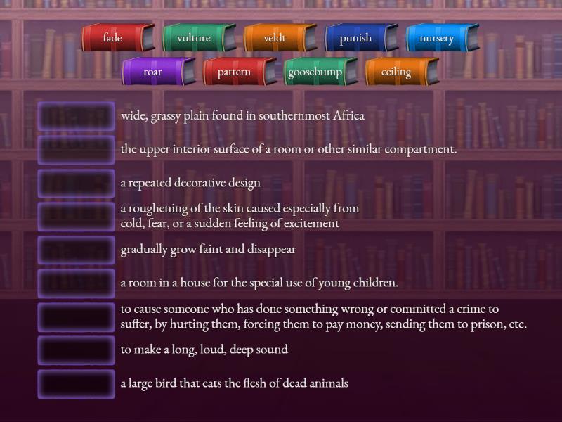 The Veldt - Vocabulary - Match up