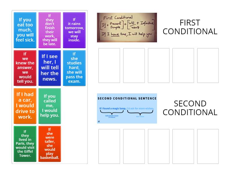 DIFFERENT BEETWEEN FIRST AND SECOND CONDITIONAL. - Group sort
