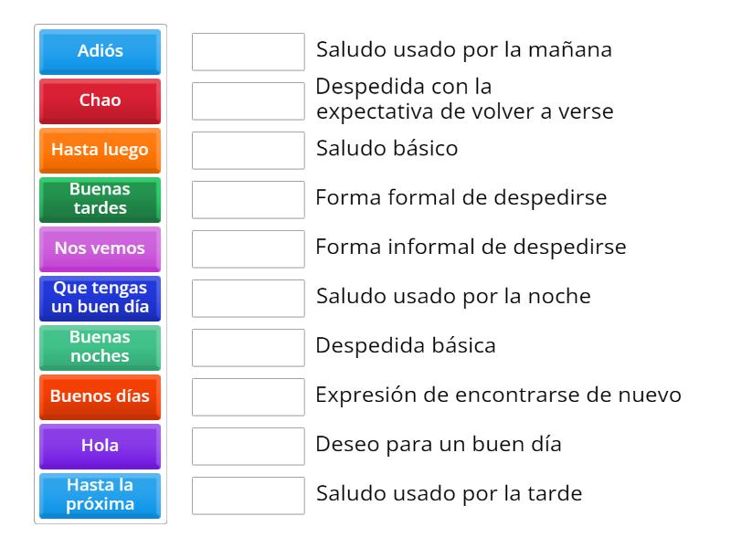 Saludos y despedidas - Emparejar - Match up