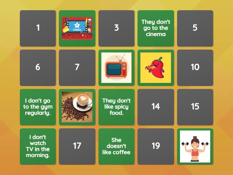 Present Simple - Memory Game - Matching pairs