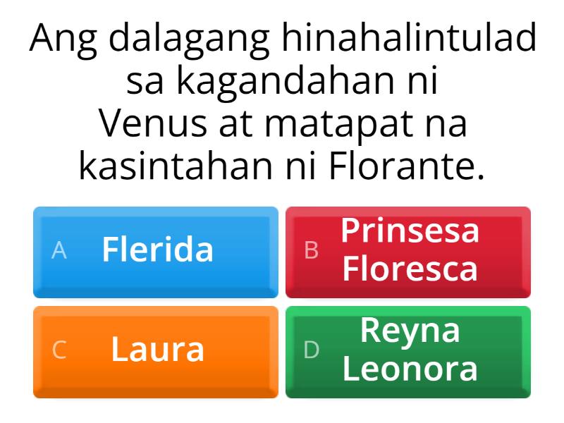 Maikling Pagsusulit- Mahahalagang Tauhan ng Florante at Laura - Quiz Maikling Pagsusulit- Mahahalagang Tauhan ng Florante at Laura - Quiz