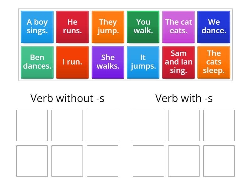G1 - subject verb agreement (sorting activity) - Group sort