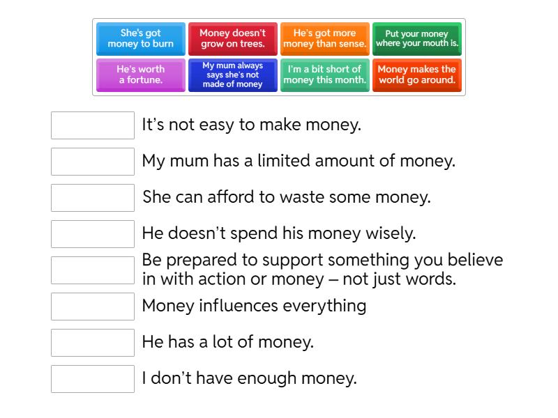 Match the idioms! - Match up