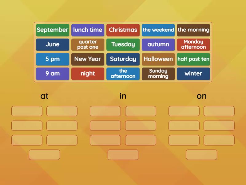 Present Simple prepositions of time - Susunan kumpulan